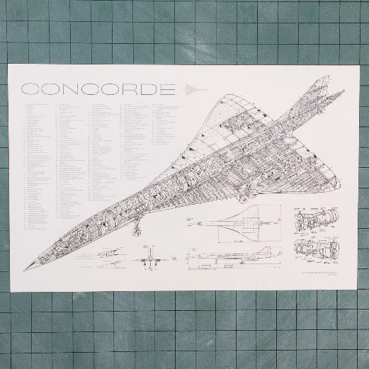 Concorde Supersonic Airliner Schematic Chart – Cosmosphere